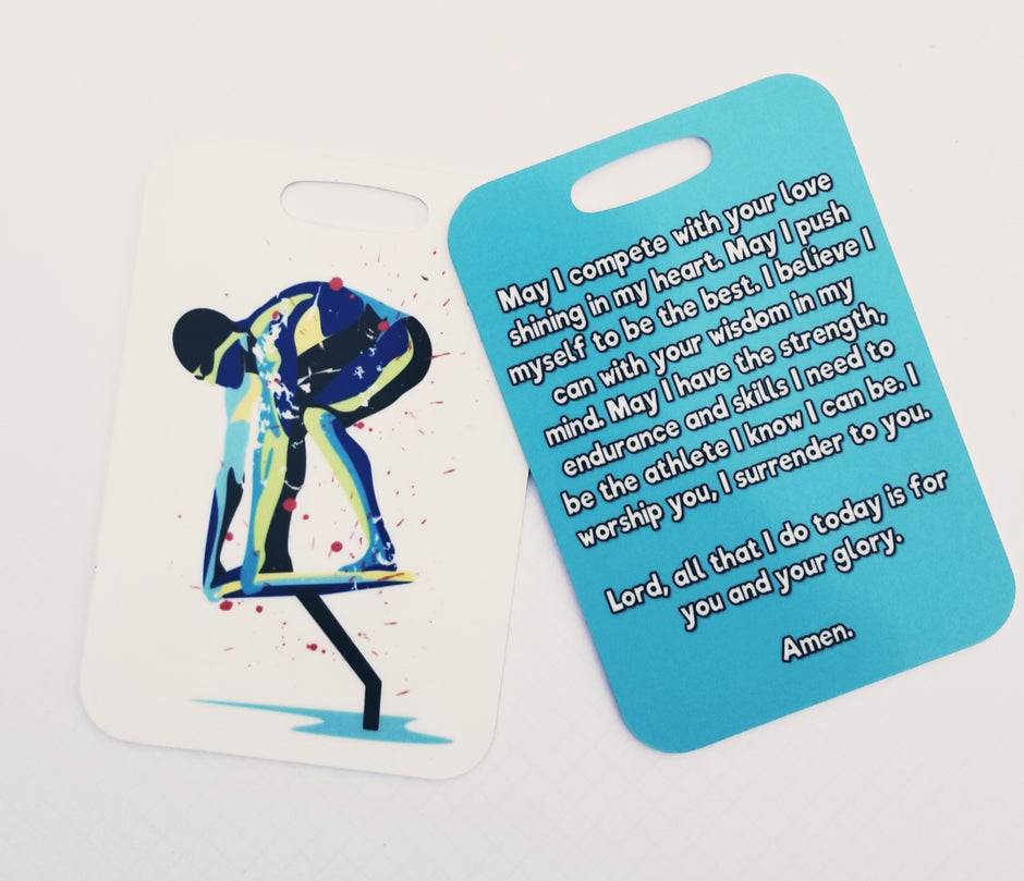 A Swimmer's Prayer, swim prayer, swimmer on blocks,Swim Bag Tag ...